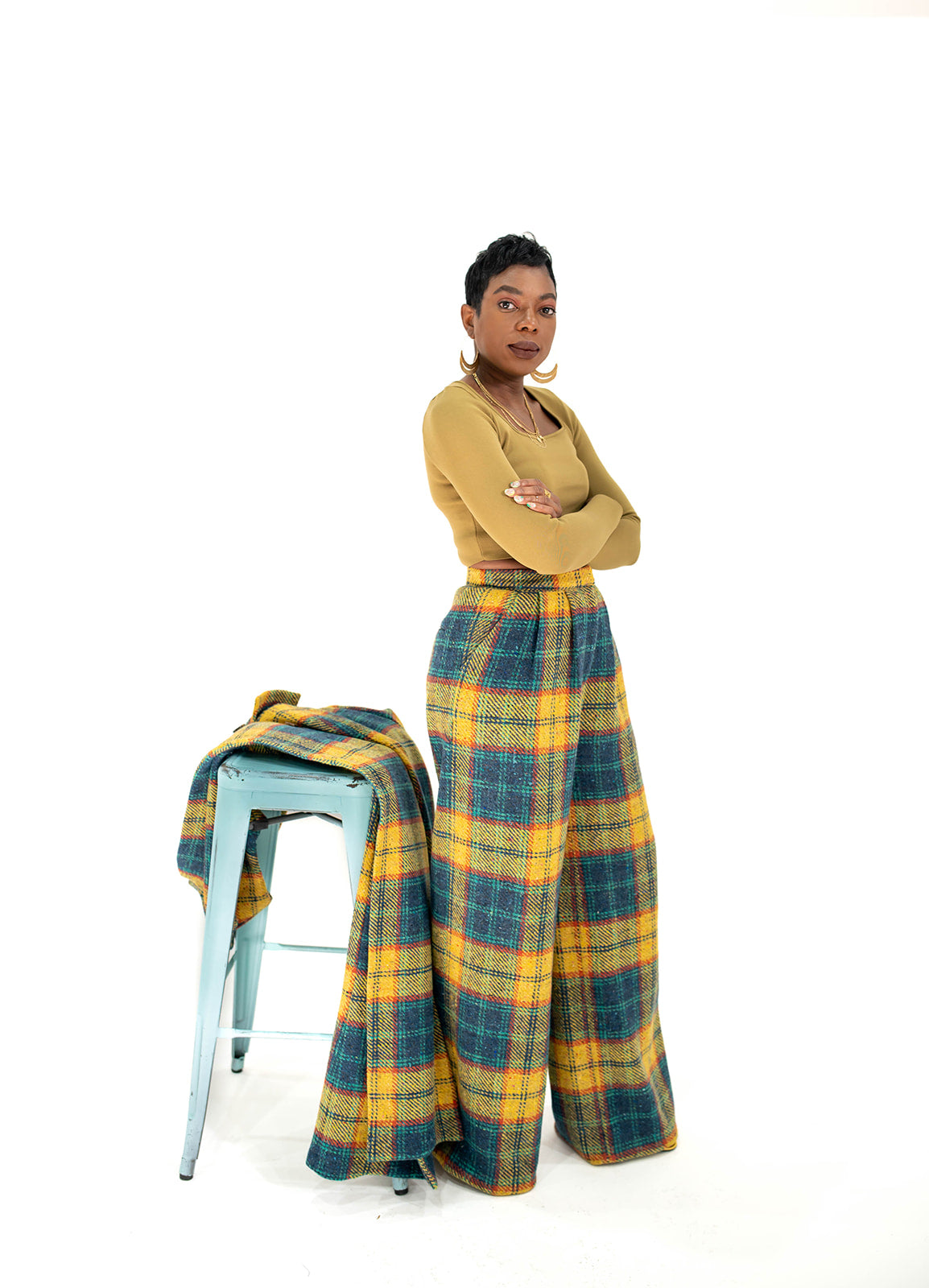 GOLD PLAID TROUSER – Elaine & George