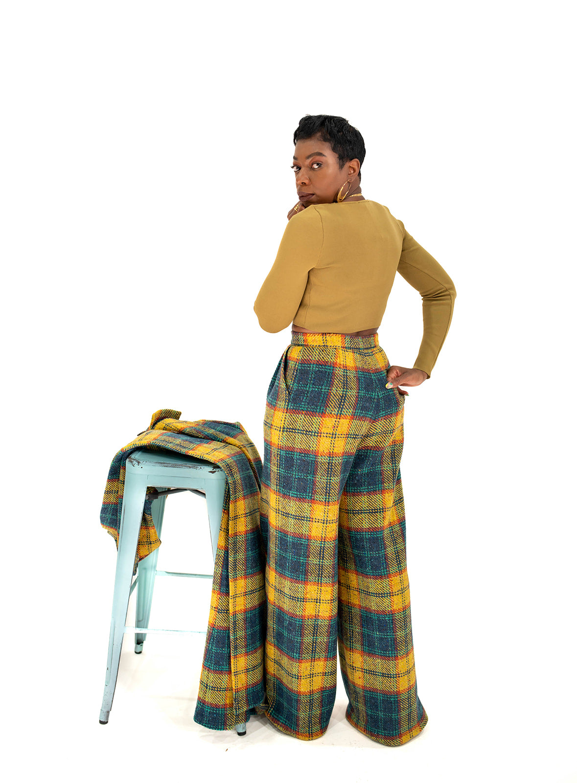 GOLD PLAID TROUSER – Elaine & George